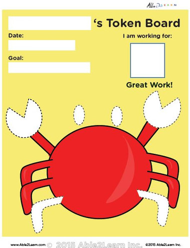 Token Board - Crab - 6 Tokens - Able2learn Inc.