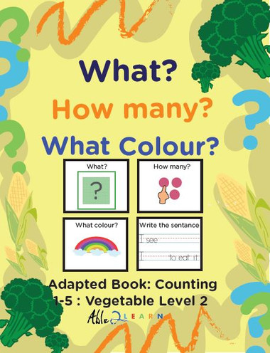 Veggie Themed Adaptive Books - Counting 1 - 5 (Lv. 2) -19 Pages ...