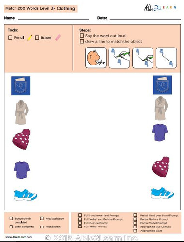 Clothing Identical Picture Matching Program with ABLLS-R™ Words (Lv. 3 ...