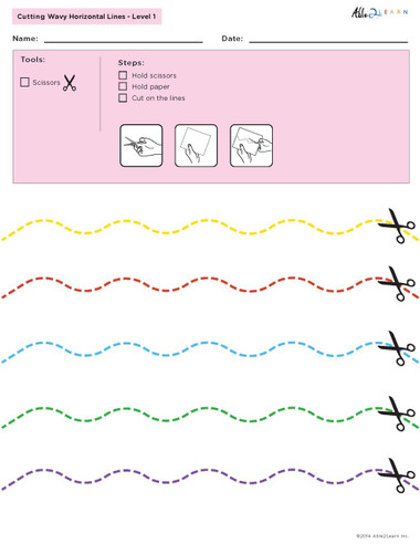 Cutting Wavy Horizontal Lines- 5 Pages - Able2learn Inc.