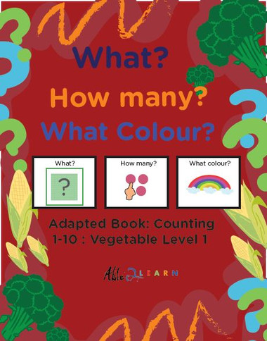 Veggie Themed Adaptive Book Counting 1-10 Lev.1: Free Teaching Resources