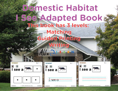 I SEE Domestic Animals Habitat: 3 Levels: Matching, Guided Printing ...