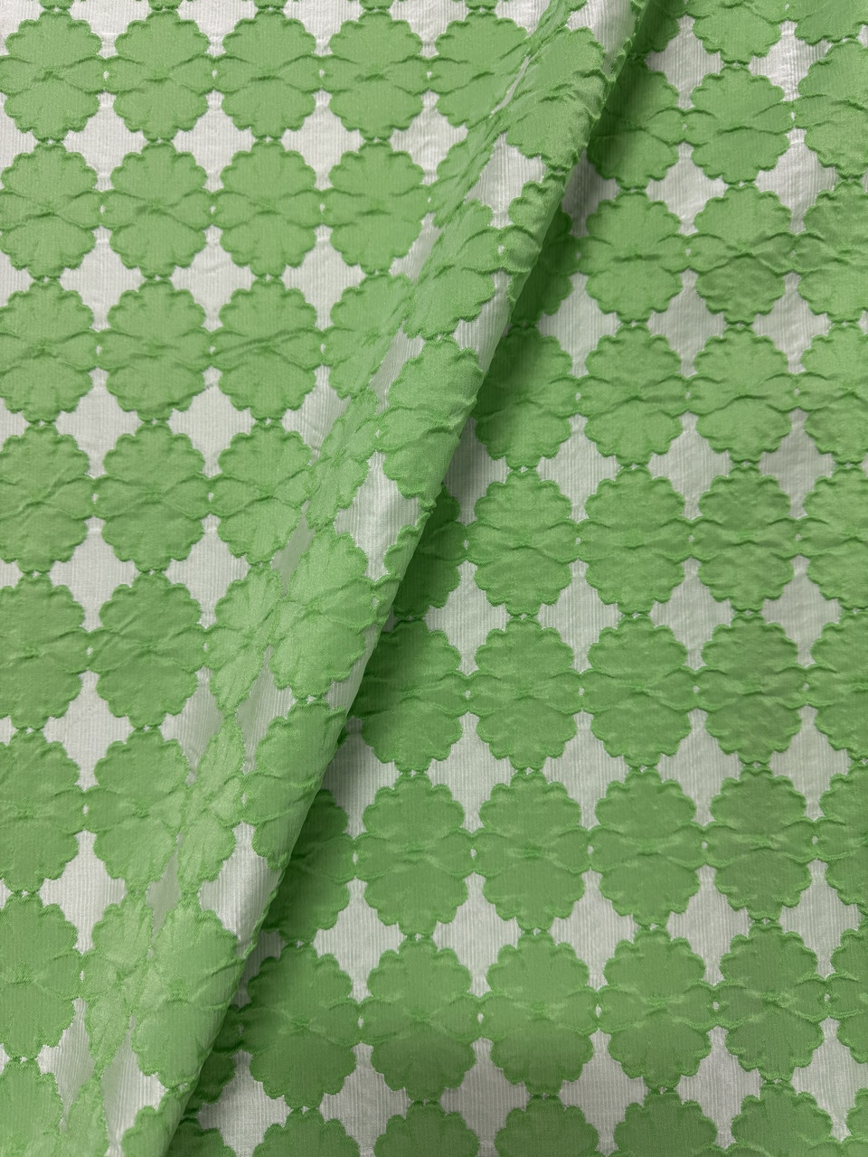 Clover Brocade Spring Green Fabric – Elegant Texture