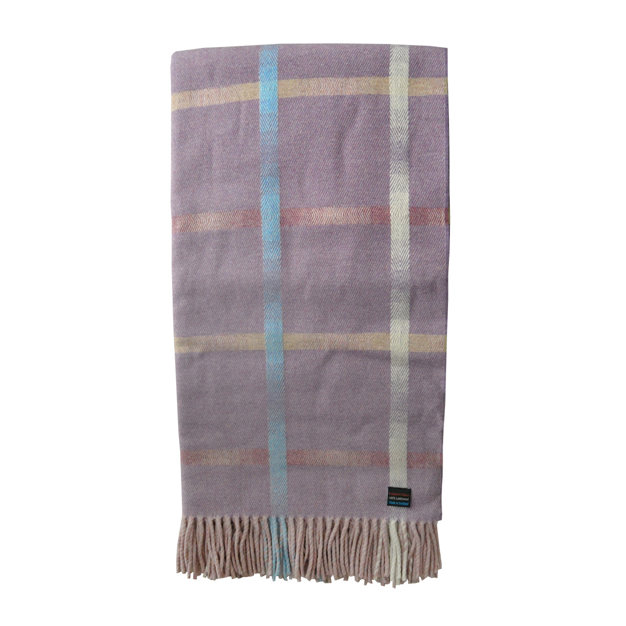 Lavender Plaid 100% Lambswool Blanket – Soft & Stylish