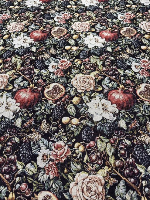 Orchard Bloom Tapestry - Green/Rust/Black - Fishman's Fabrics