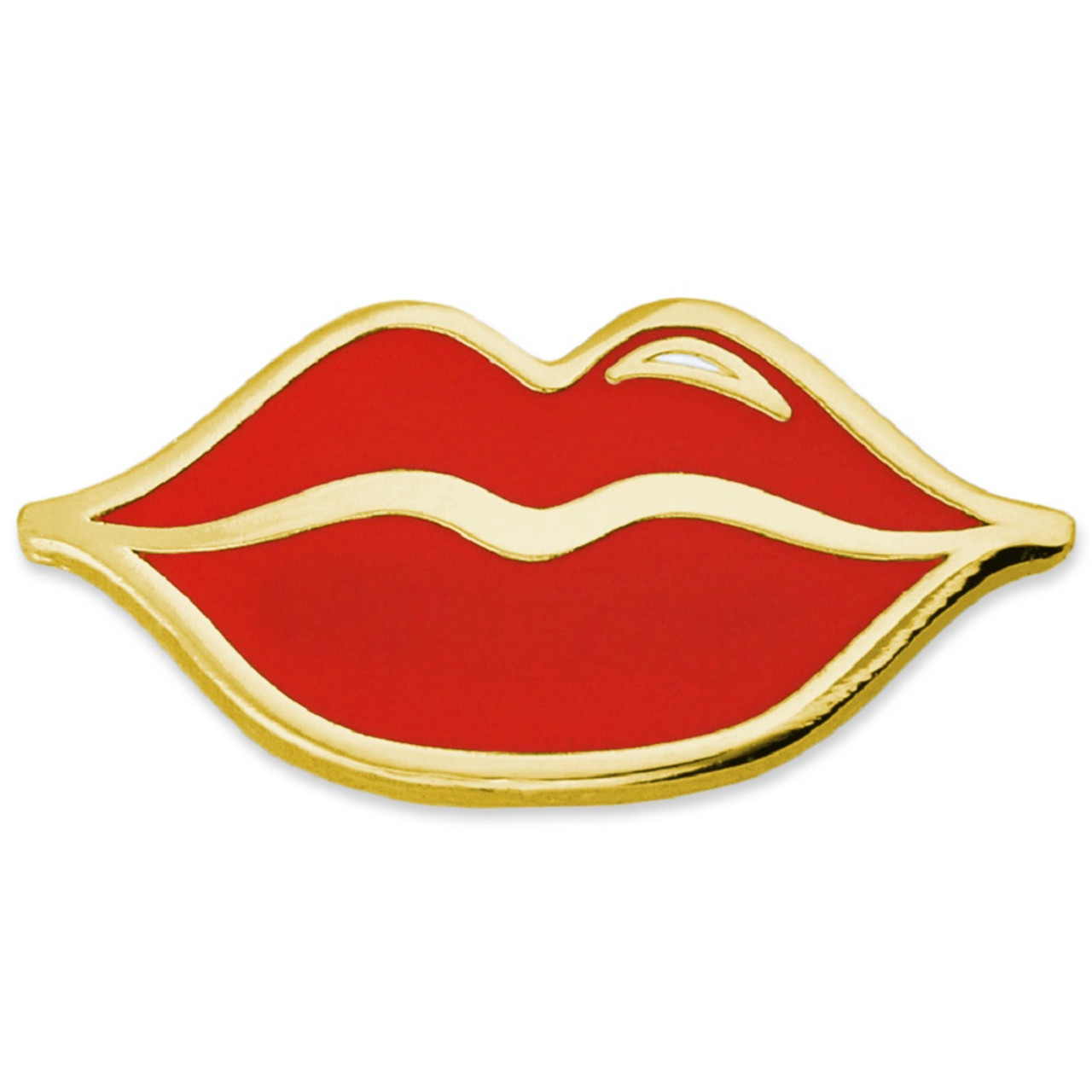 PinMart Red and Gold Lips Kissing Cute Trendy Enamel Lapel Pin