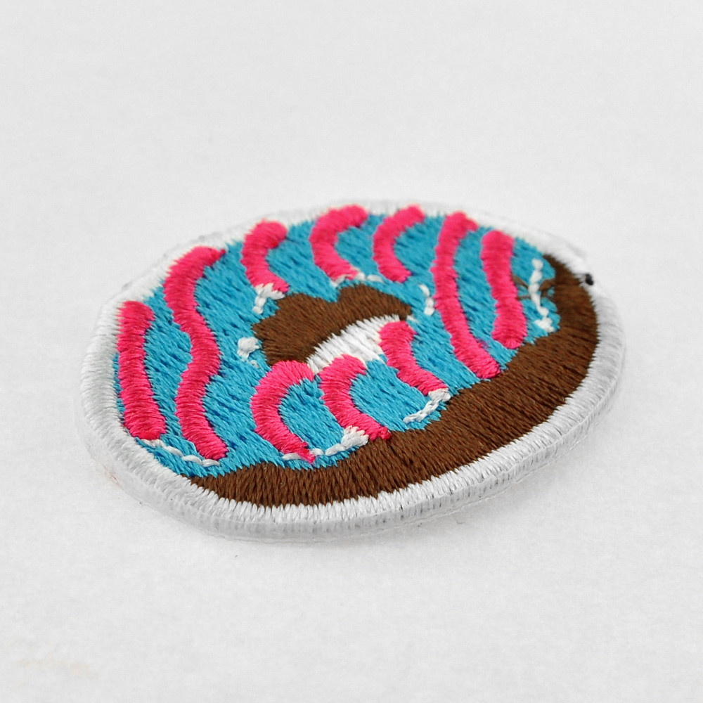 Blue Frosted Donut Embroidered Patch | PinMart