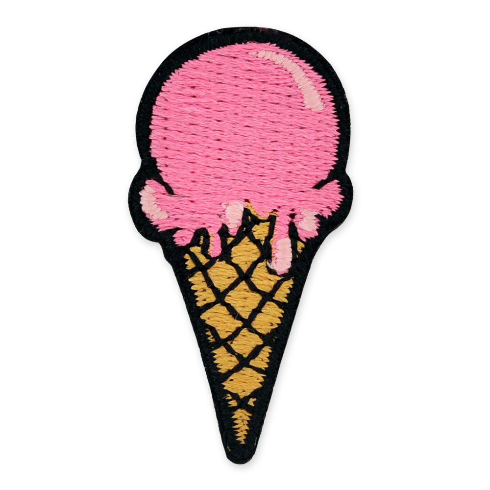 Strawberry Ice Cream Cone Embroidered Patch | PinMart