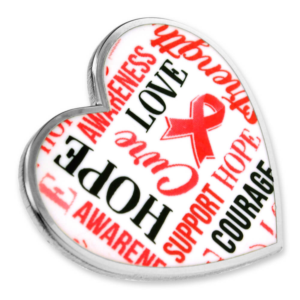 Red Heart Awareness Words Pin | PinMart