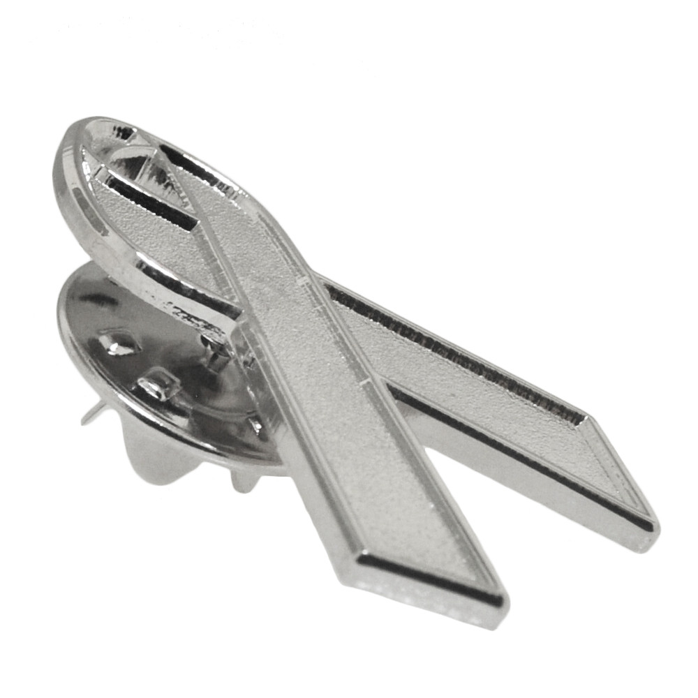 Silver Ribbon Lapel Pin | PinMart
