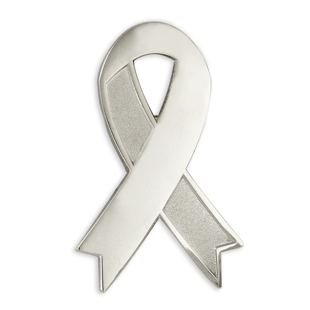 Awareness Ribbon-White Engravable Pin | PinMart