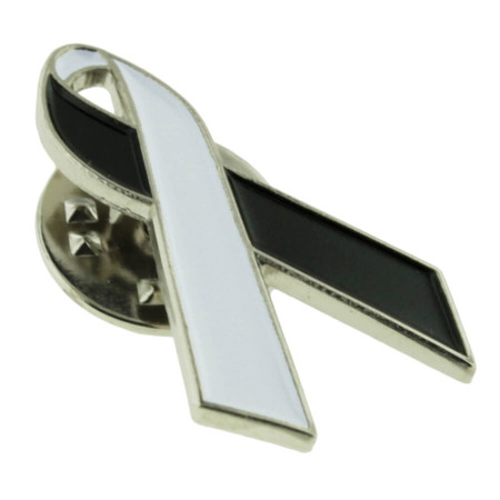 White and Black Awareness Ribbon Pin | PinMart