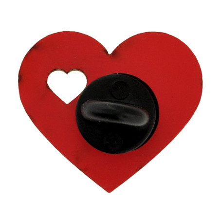Wood Red Heart Pin - PinMart