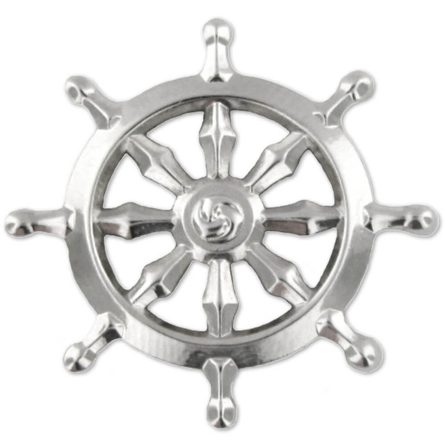 Silver Buddhist Wheel Pin | PinMart