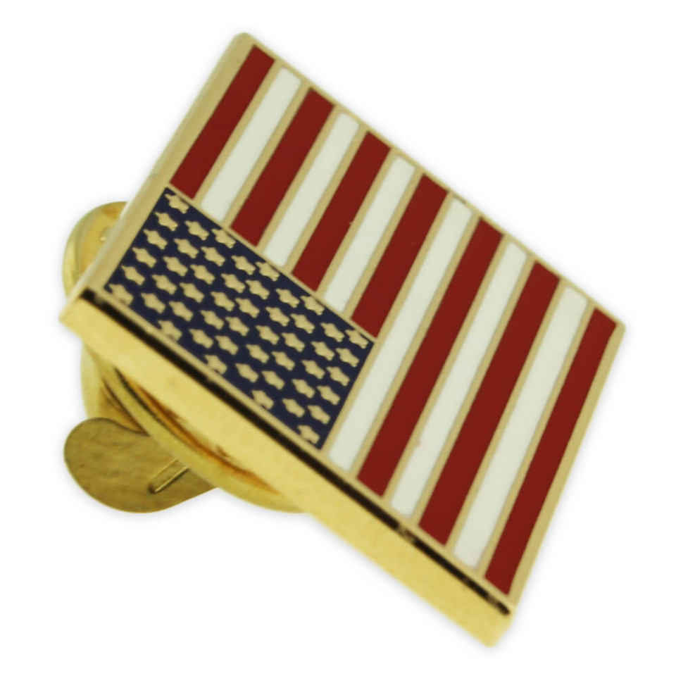 Rectangle American Flag Gold Pin - Made in the USA | PinMart