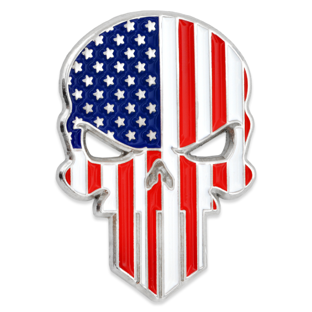 American Flag Skull Lapel Pin | PinMart
