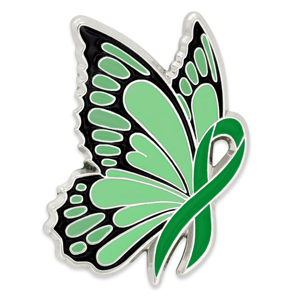 Green Ribbon Butterfly Pin - PinMart