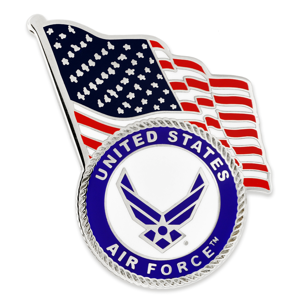 Licensed U.S. Air Force Emblem & USA Flag Pin | PinMart