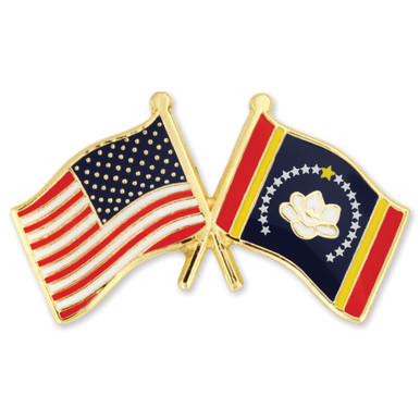 Mississippi and USA Crossed Flag Pin | PinMart