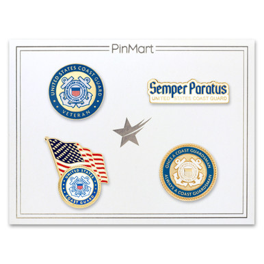 Officially Licensed U.S. Coast Guard Veteran 4-PinSet PinMart