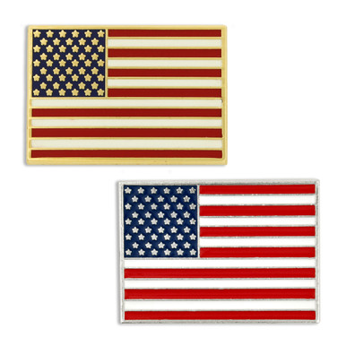 Made in the U.S.A. Rectangle American Flag 2-Pin Set | PinMart