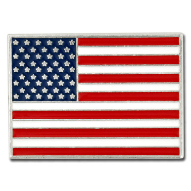 Rectangle American Flag Silver Pin - Made in USA | PinMart