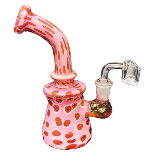 Pink Handmade Glass Dab Rig w/ Polka Dots - Magma Holding Inc