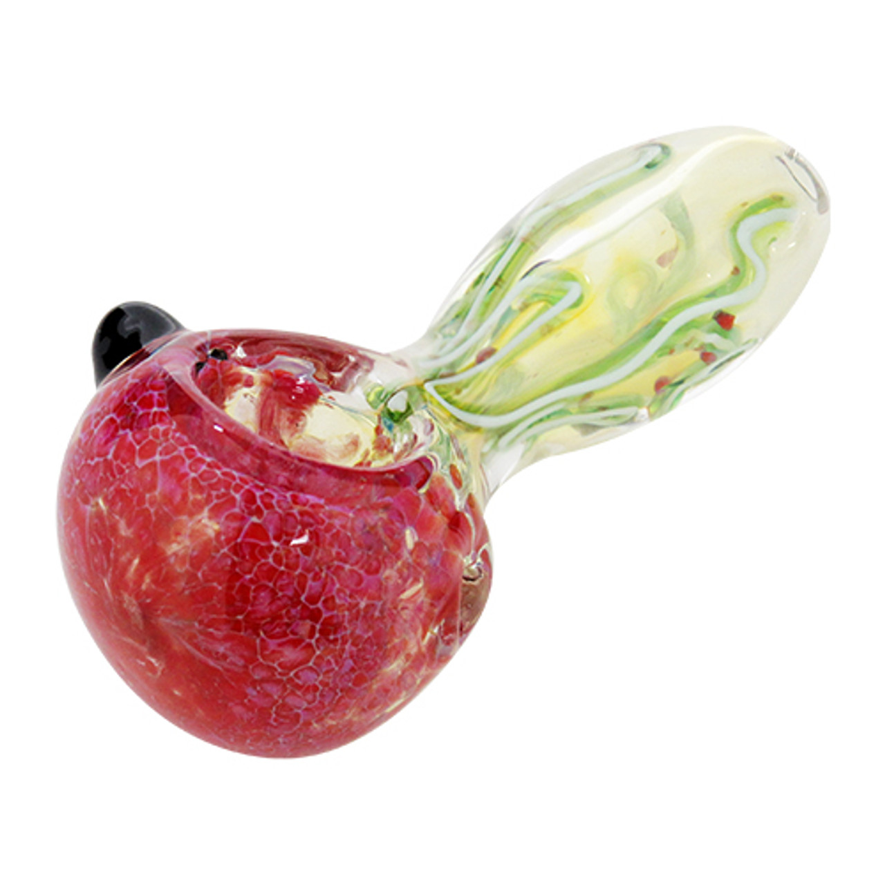 Red & Green Glass Hand Pipe w/ Spiral Accents - EightCig Red & Green Glass Hand Pipe w/ Spiral Accents - EightCig