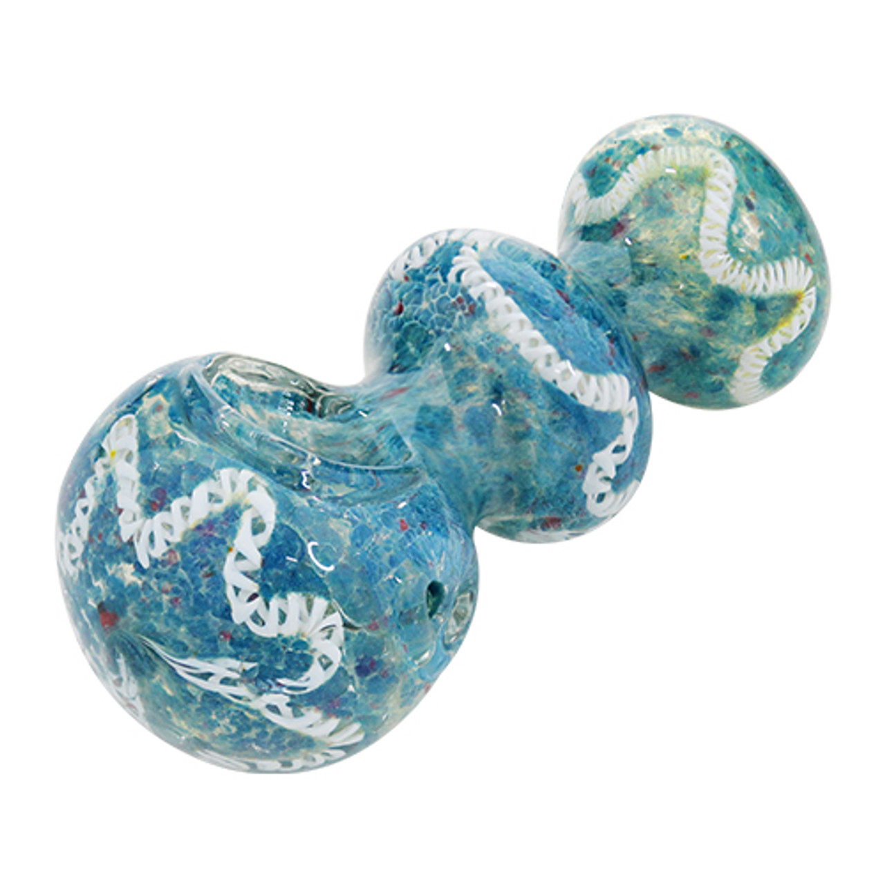 Blue Silver Fumed Glass Hand Pipe W Ribbon Accents Magma Holding Inc