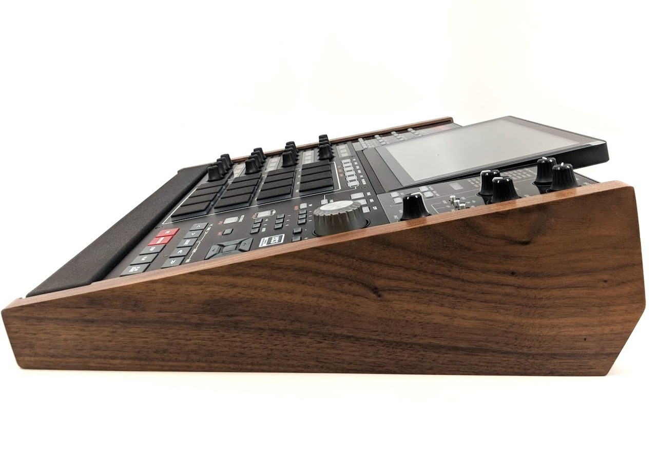 Wood Side Panel Tilt Stand - Akai MPCX - Walnut End Caps - Cheeks