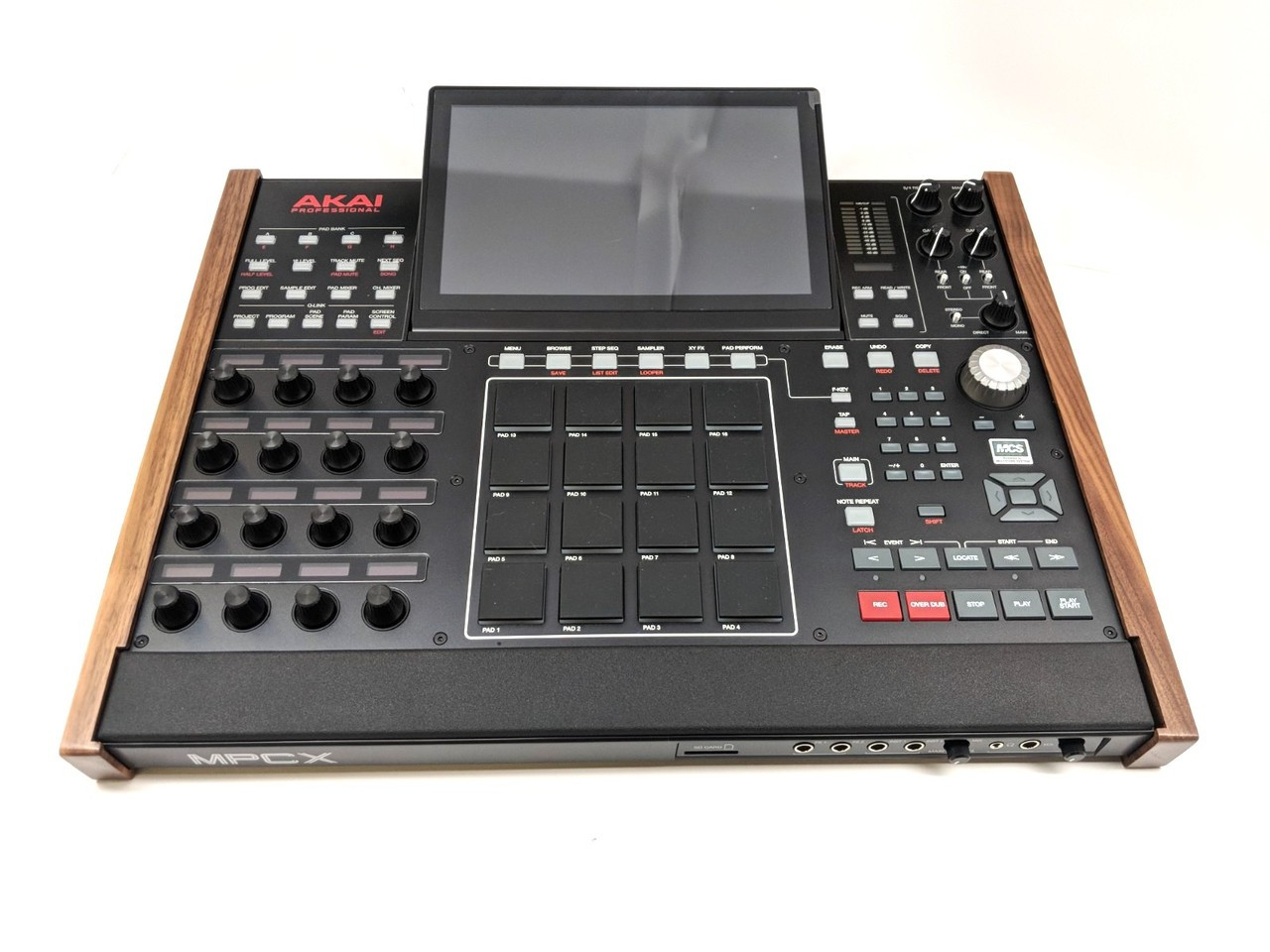 Wood Side Panel Tilt Stand - Akai MPCX - Walnut End Caps - Cheeks