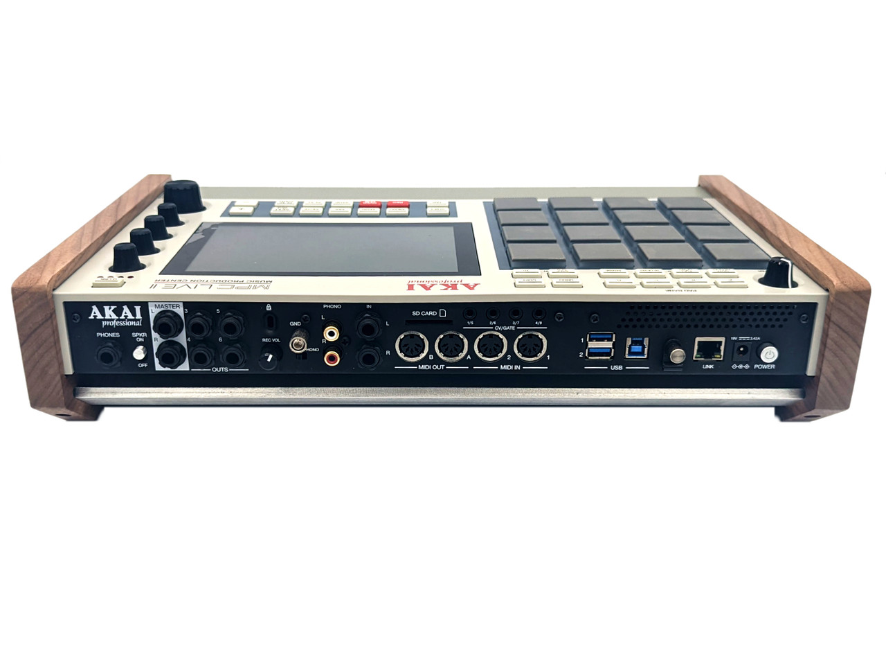 Wood Side Panel Tilt Stand - Akai MPC Live II MK2 - Walnut Portable