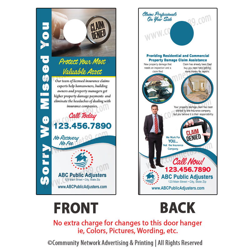 Door Hanger for Public Insurance Adjuster | Sorry We Missed You
