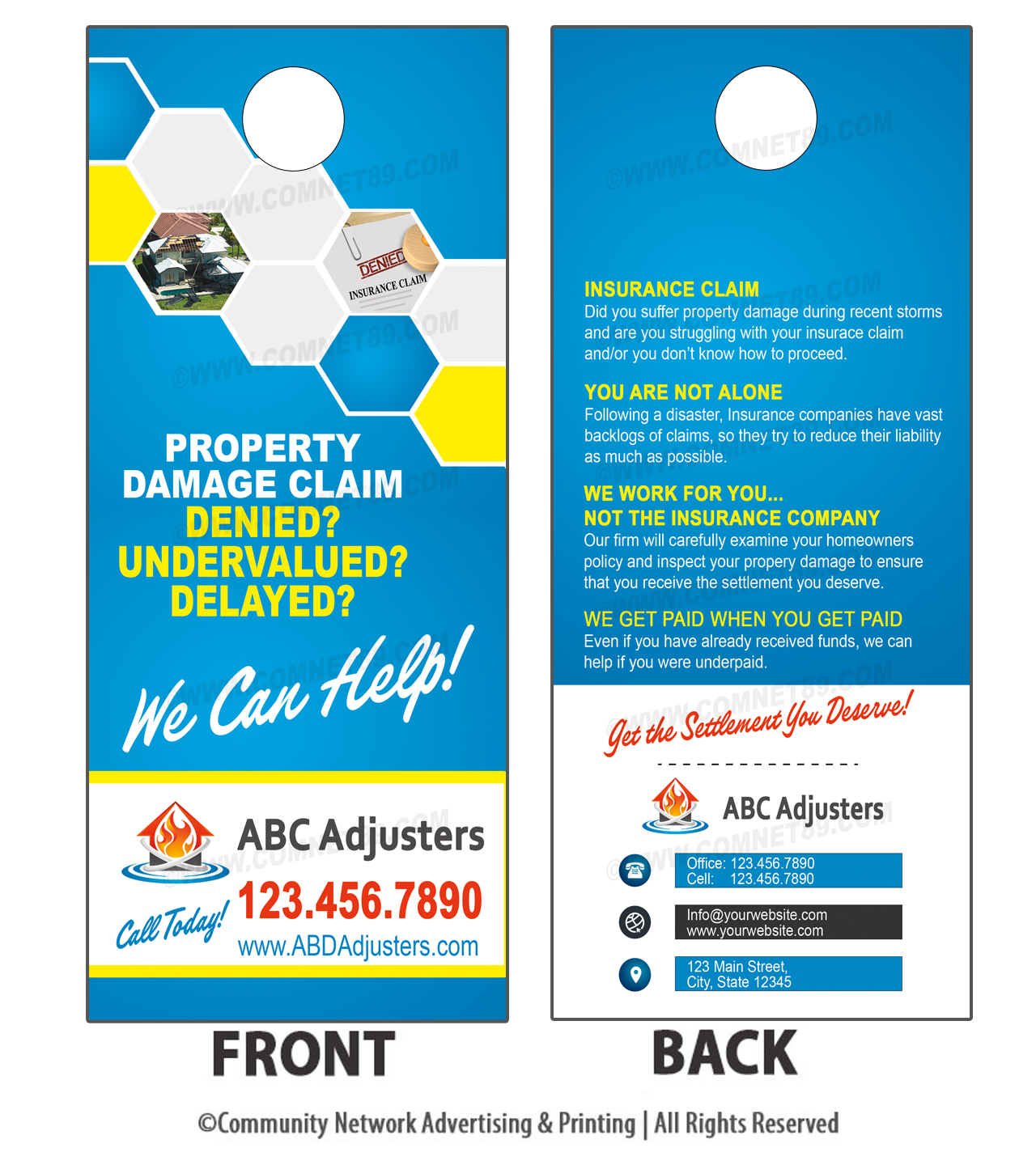 Property Damage Door Hanger for Insurance Adjuster | Storm Damage