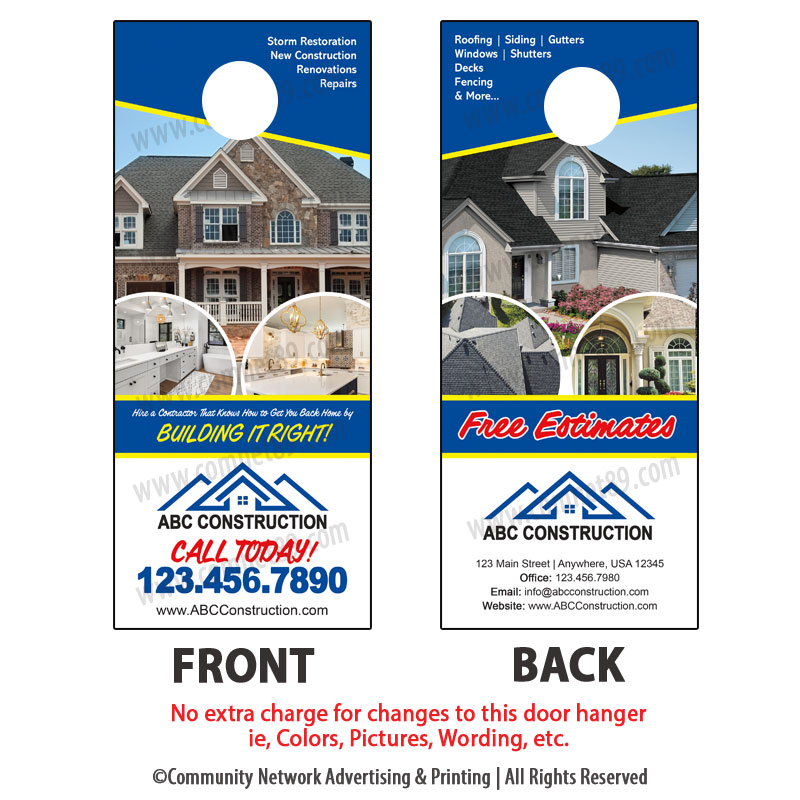 New Construction Door Hanger | Restoration Contractor | Storm Repairs