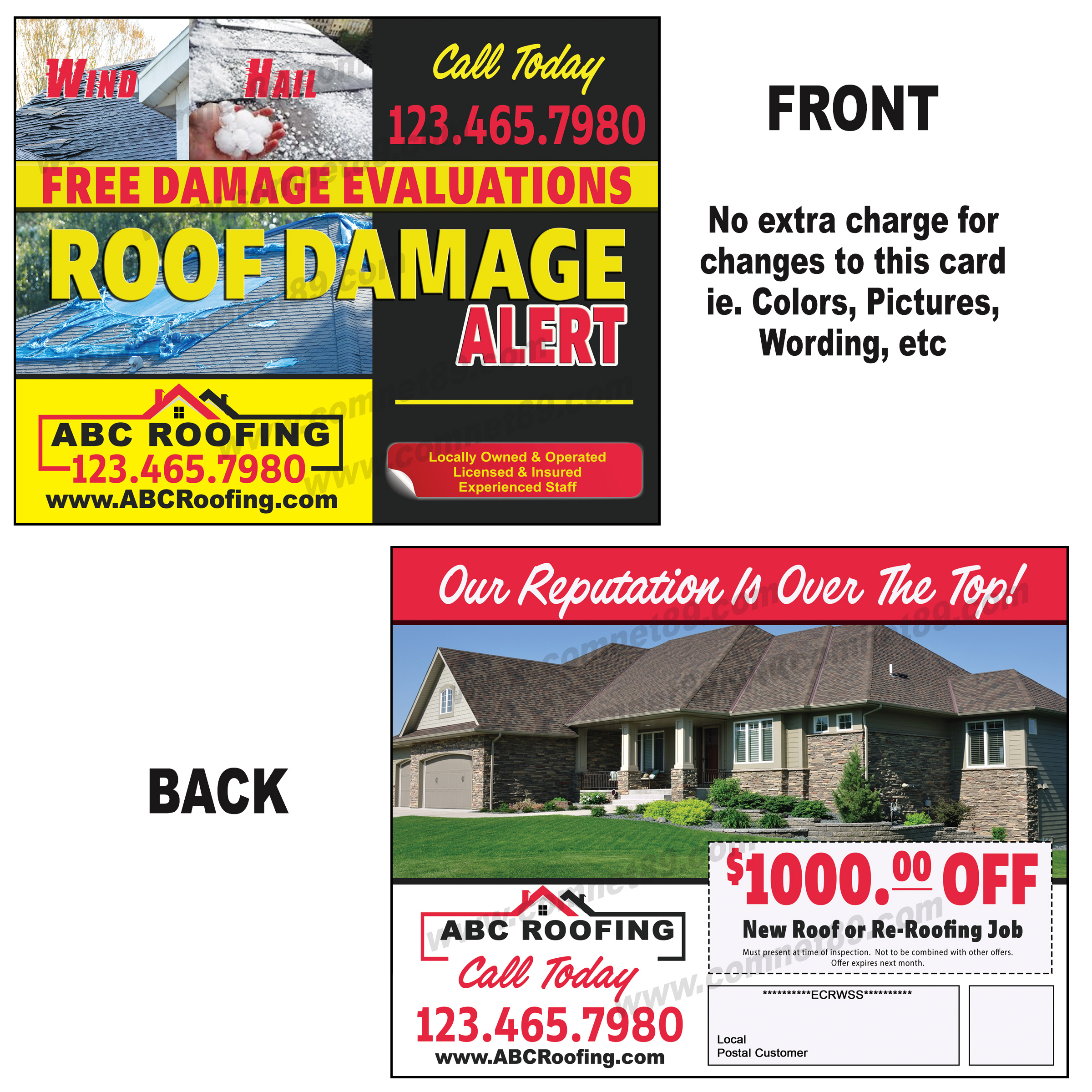 Hail or Wind Damage Roofing Postcard | EDDM® Eligible | 6.5 x 8
