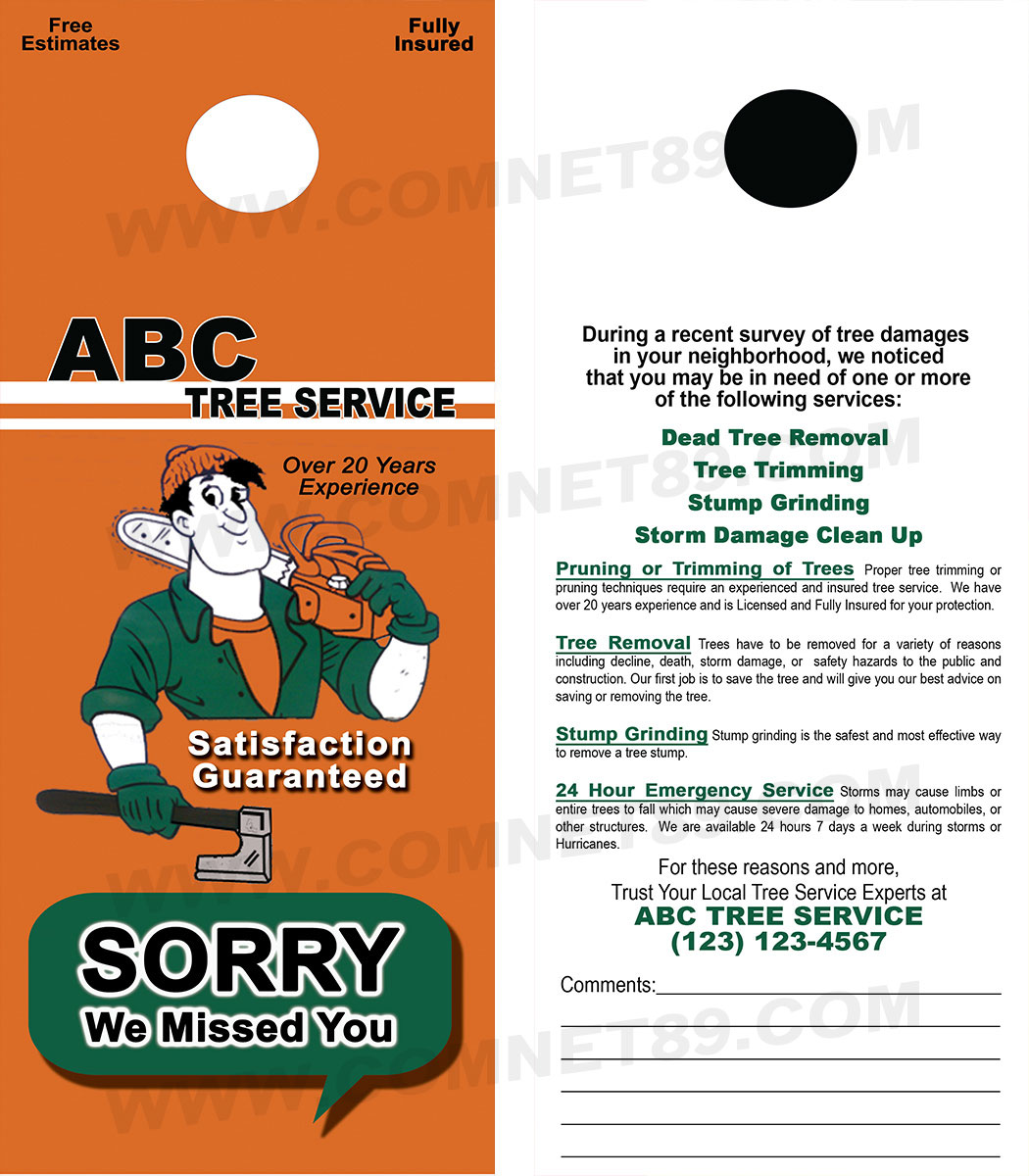 Storm Damage Door Hangers for TREE Service - BEST PRICES - PROOFS IN 24 ...