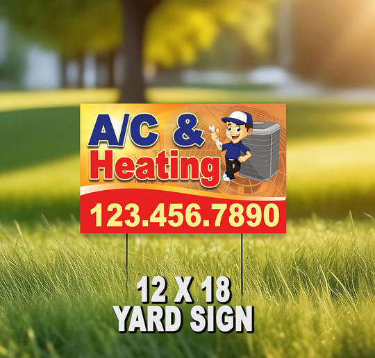 High-Quality 12 x 18 HVAC Contractor Yard Signs | HVAC Yard Sign