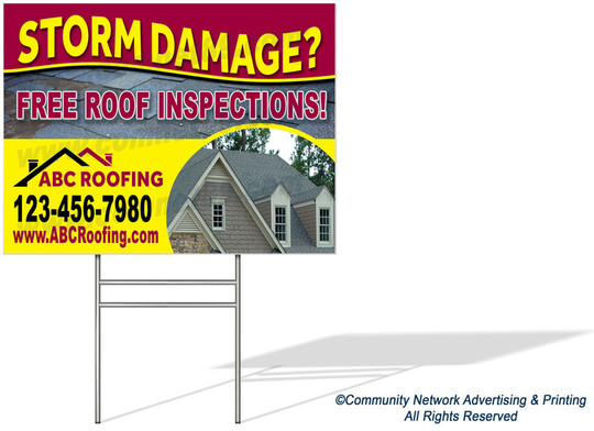 Storm Damage Roofing Yard Sign | 18" x 24" | 12" x 18"