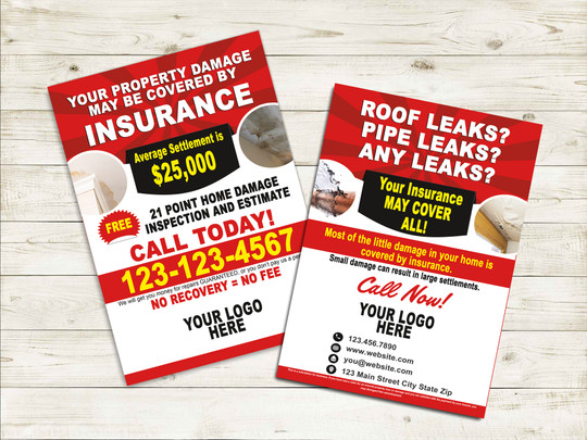 Storm Damage Flyer for Public Adjuster | Roof Leaks