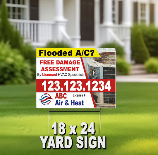 Flood Damage HVAC Yard Sign | Flooded Condenser | FREE Shipping