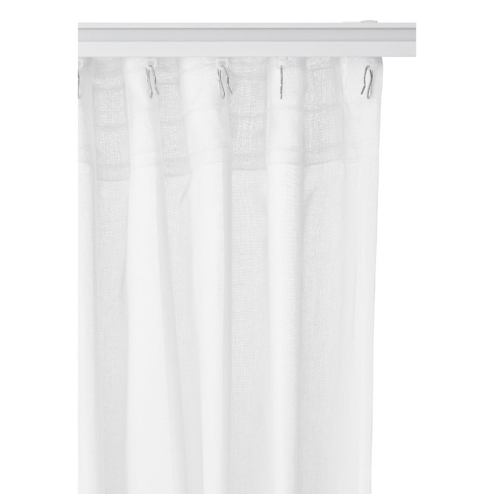 Cotton Look Voile Sheer Multiband Curtain Panel White