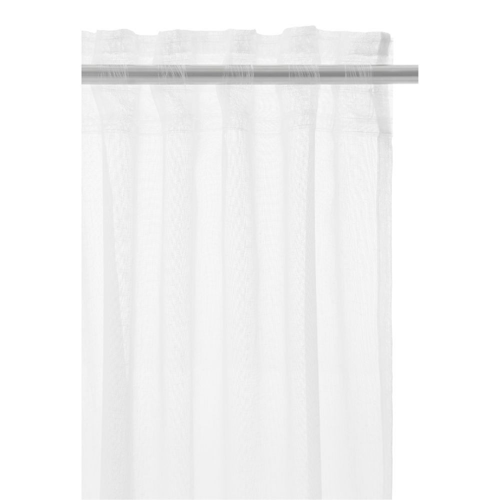 Cotton Look Voile Sheer Multiband Curtain Panel White