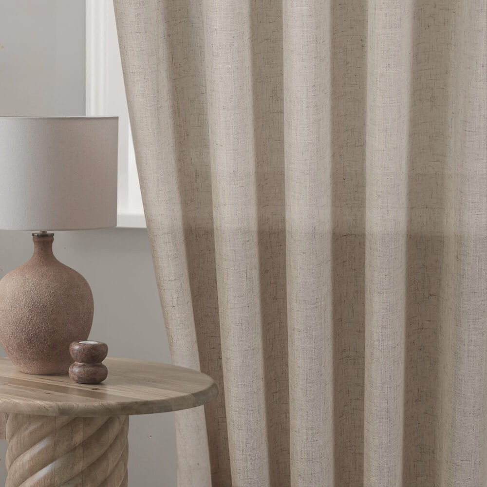 PALMO Multiband Linen Blend Curtain Panel Tusk | Quickfit