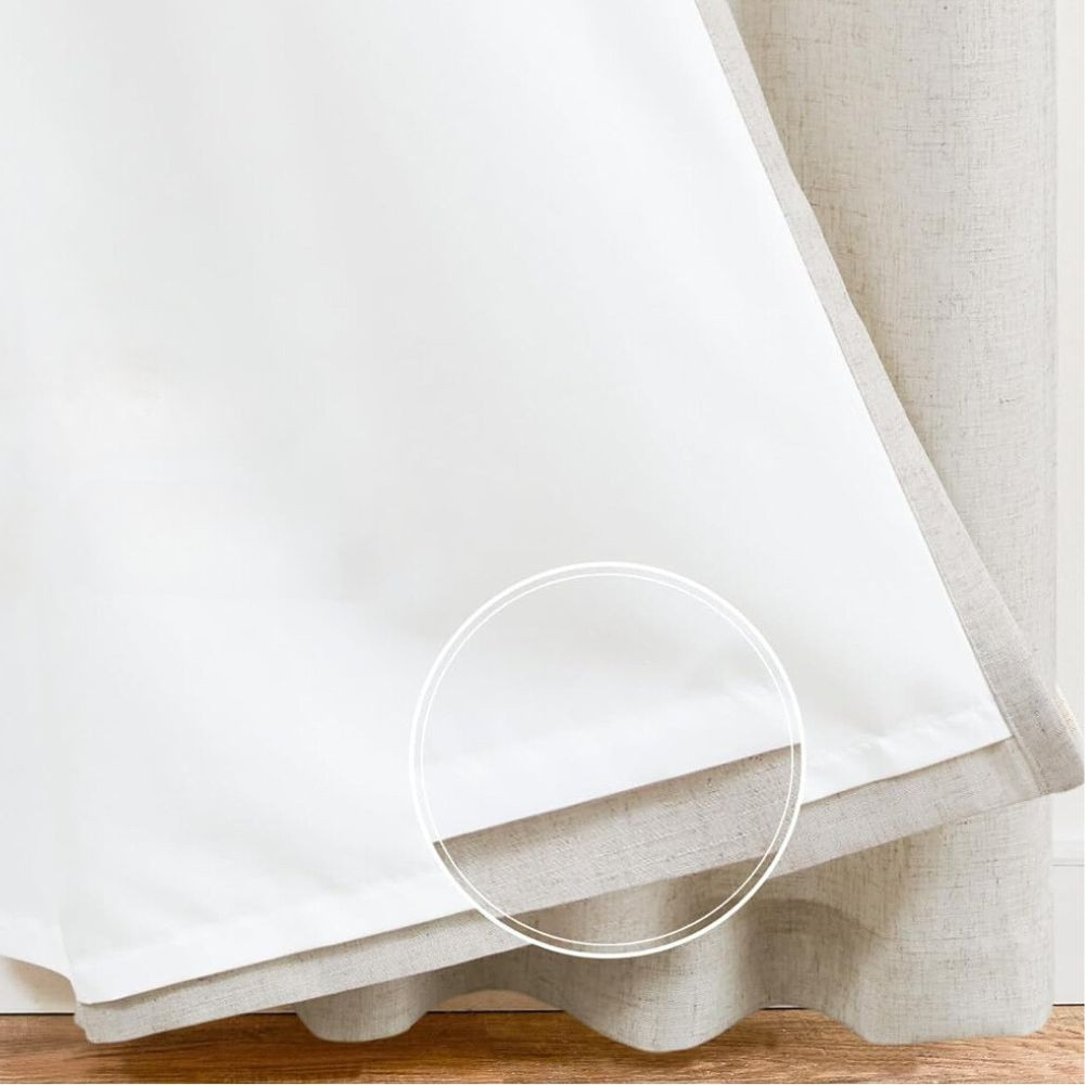 LILLY LINEN Multiband Linen Blend Curtain Panel WHITE