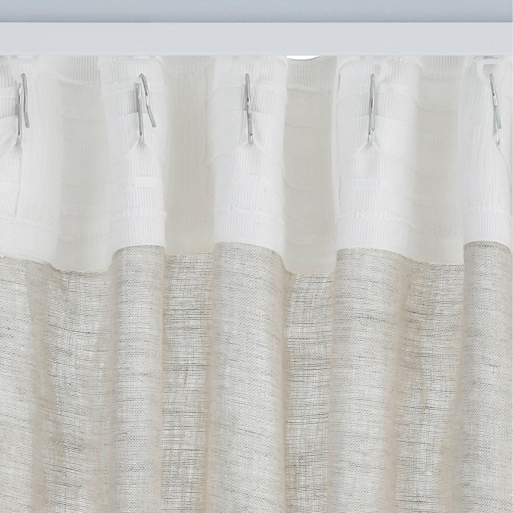 FLAX LINEN Multiband Pleated Wave Sheer Linen Curtain Panel