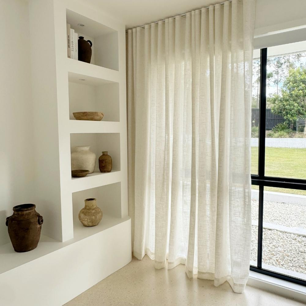 Flax Custom Made Linen Blend Sheer Curtains Natural