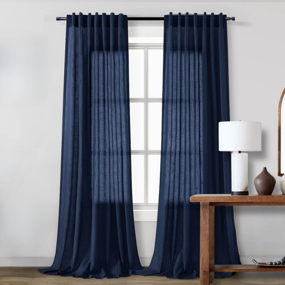 PALMO Multiband Linen Curtains Duck Egg Blue | Quickfit