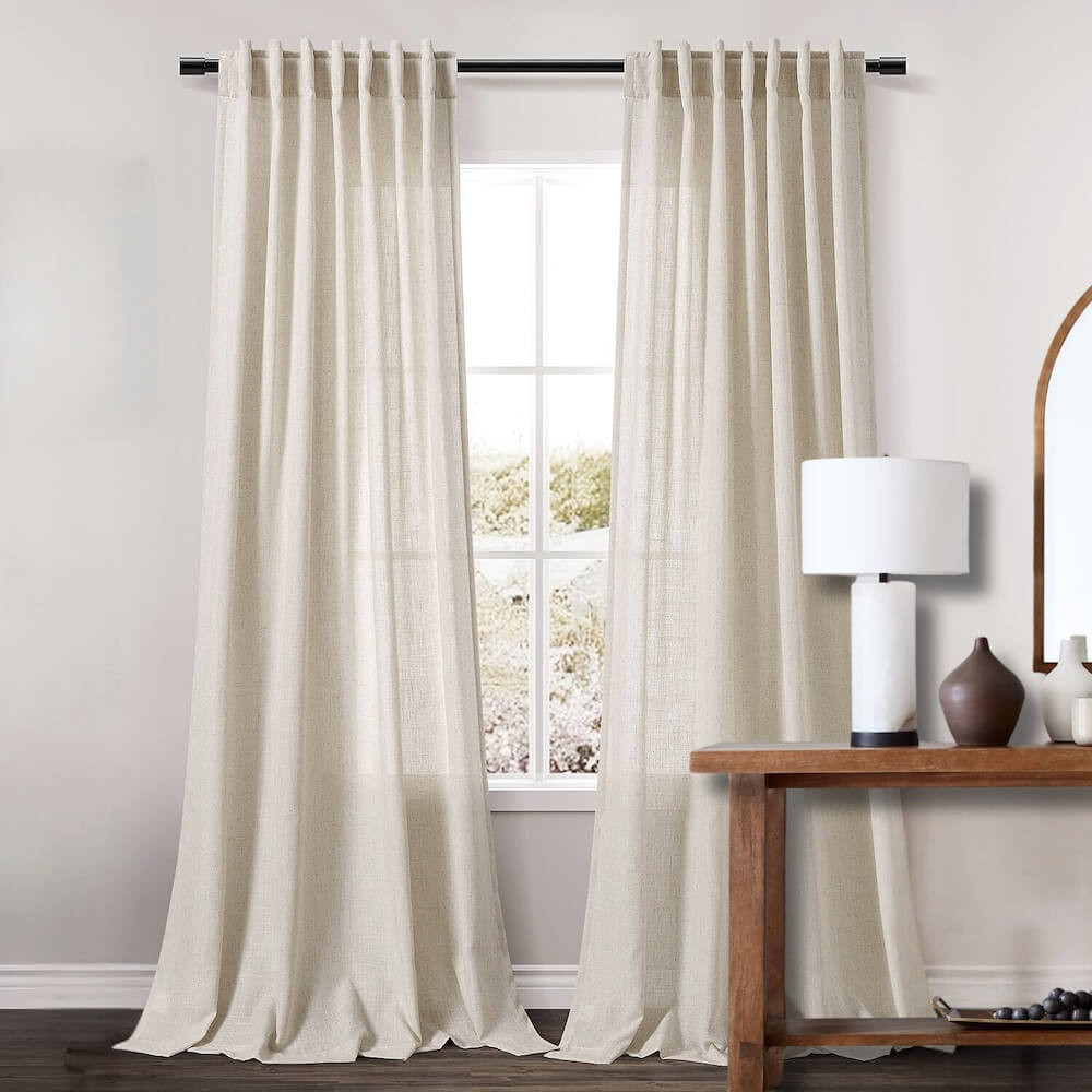 PALMO Multiband Linen Curtains Forest Green | Quickfit
