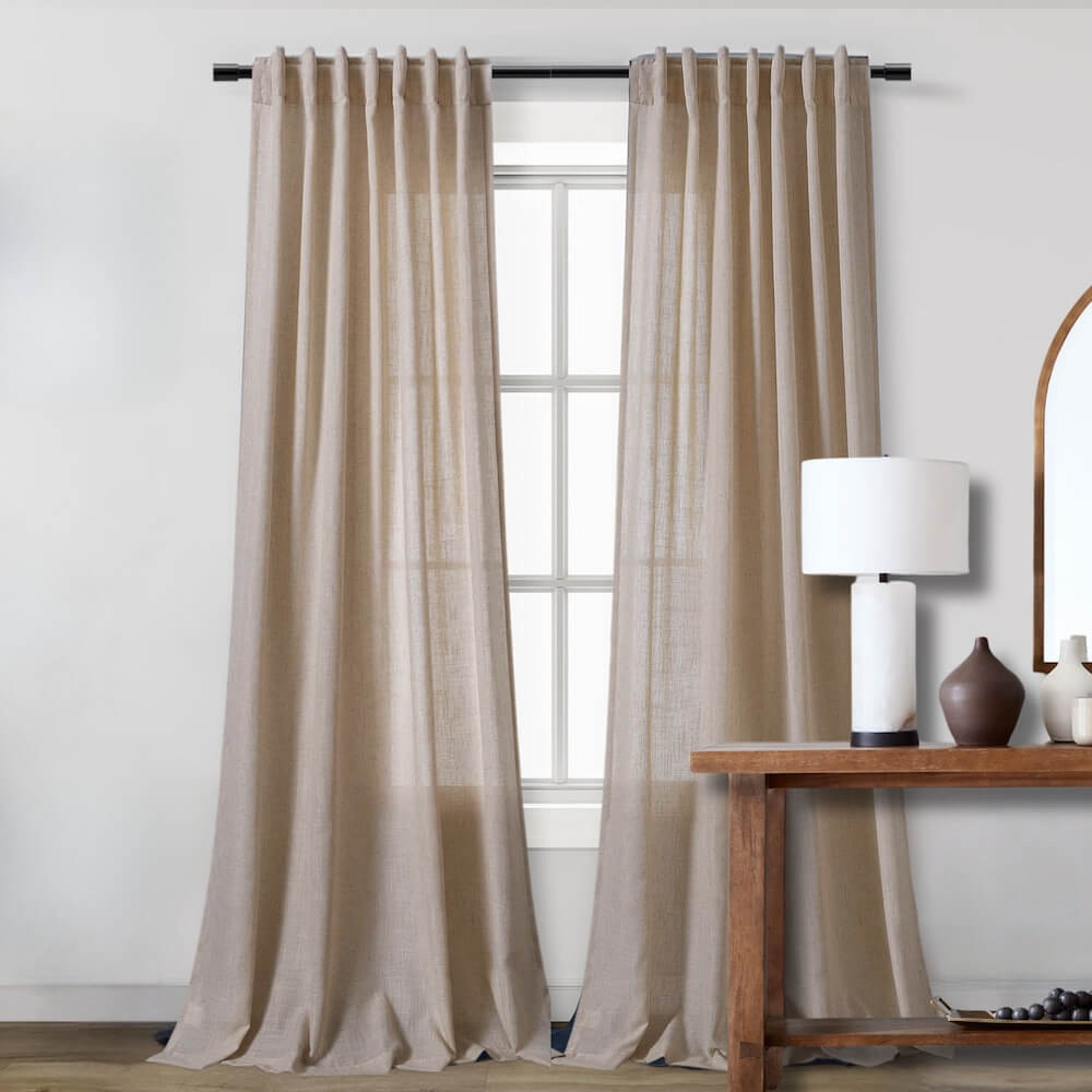 PALMO Multiband Linen Curtains Forest Green | Quickfit